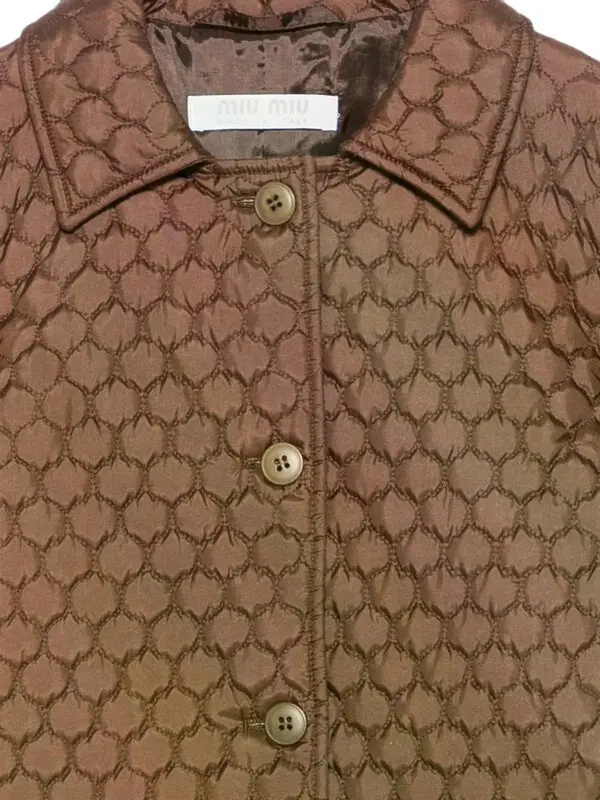 Miu Miu 2000s Quilted-design Single-breasted Coat - Brown