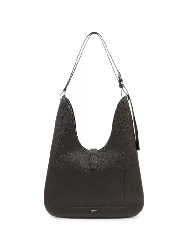 TOM FORD Leather Medium Hobo - Black