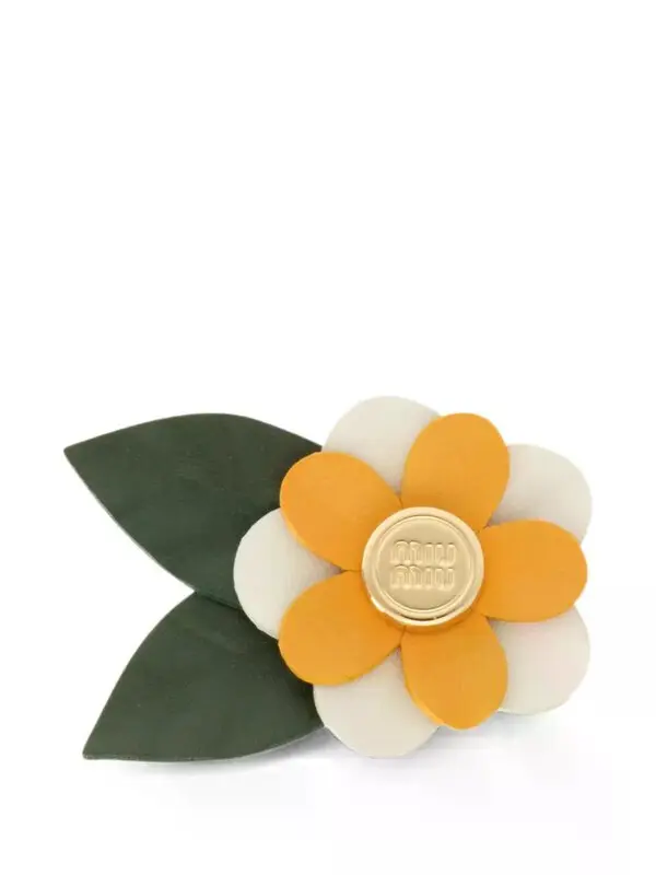 Miu Miu Leather Floral Brooch