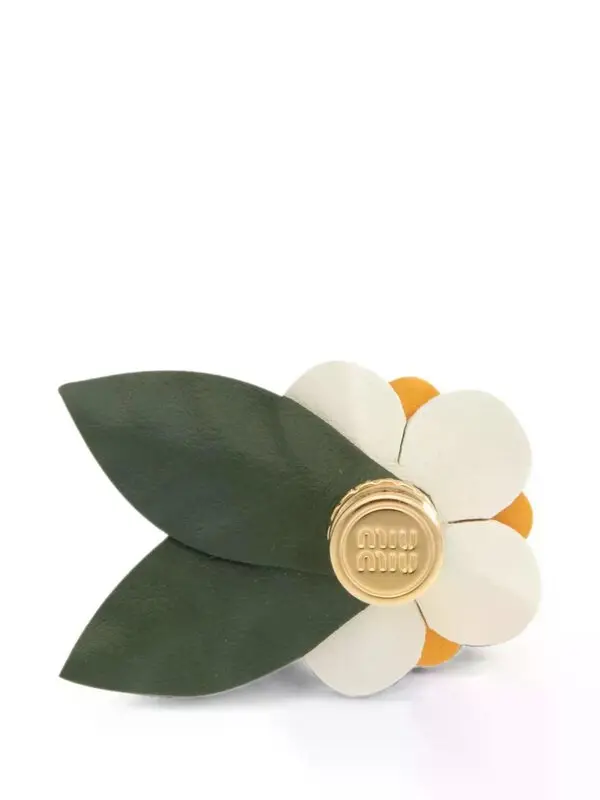 Miu Miu Leather Floral Brooch