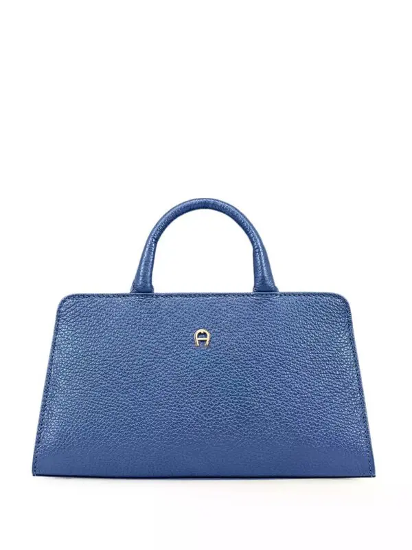 AIGNER Mini Cybill Pebbled Leather Tote Bag - Blue