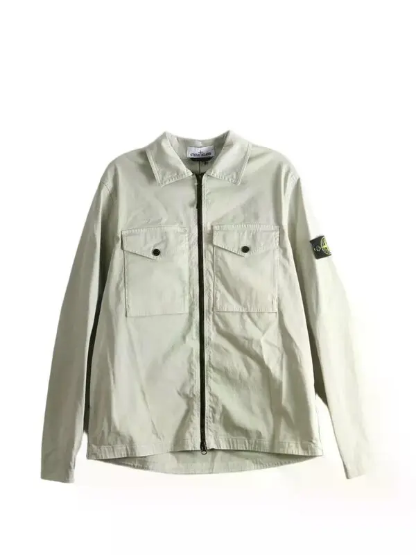Stone Island 1200010 Stretch Organic Cotton Satin Overshirt - Neutrals