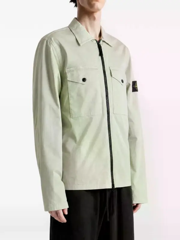 Stone Island 1200010 Stretch Organic Cotton Satin Overshirt - Neutrals