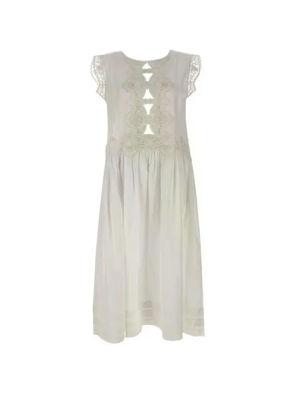 MAURIZIO MYKONOS Maxi Floral-lace Dress - White