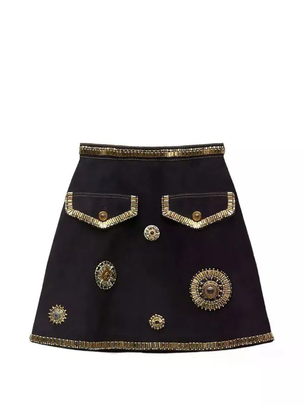 Versace Embroidered Suede Mini Skirt
