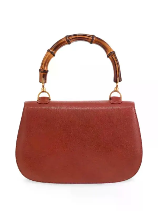 Gucci 1990's Bamboo Grained Tote Bag - Red