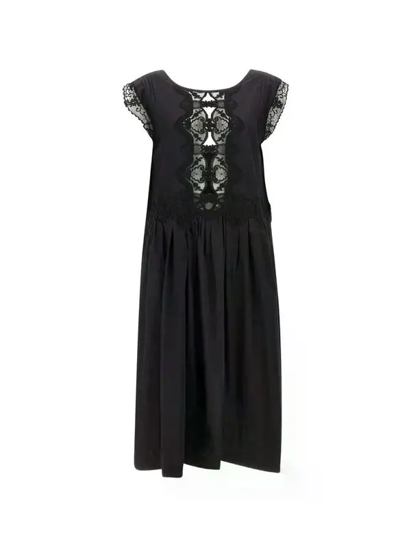 MAURIZIO MYKONOS Lace-insert Ruffled Maxi Dress - Black