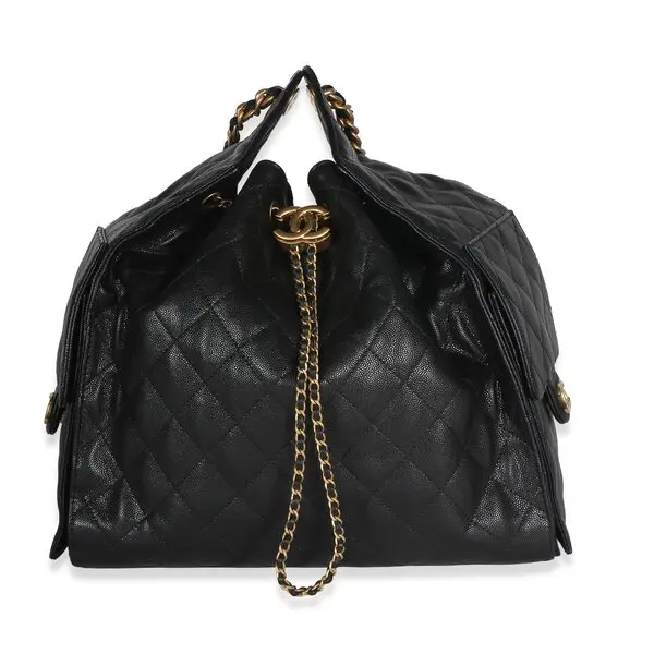 Chanel Quilted Caviar 25 Hobo - Black
