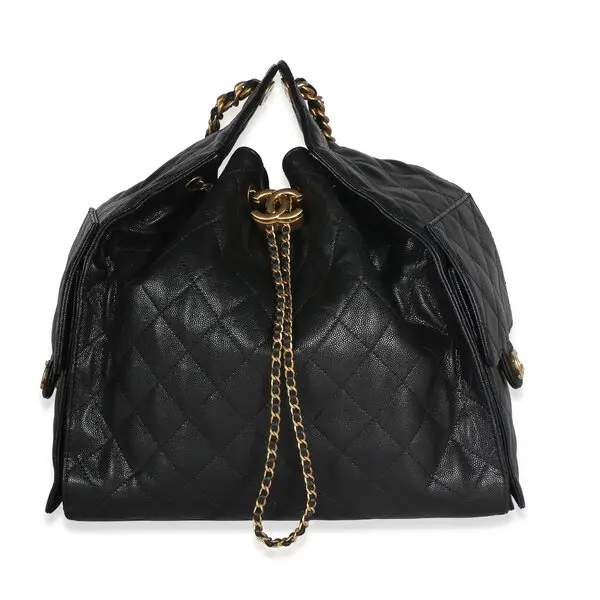 Chanel Quilted Caviar 25 Hobo - Black
