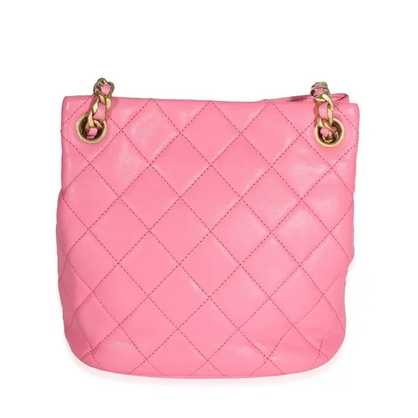 Chanel Quilted Lambskin Logo Chain Bucket Bag