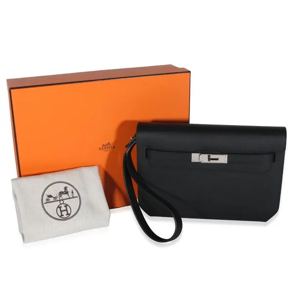 Hermès Epsom Kelly Depeches 25 Clutch With Palladium Hardware