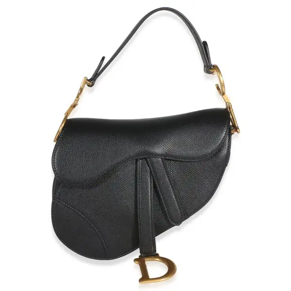 Dior Grained Calfskin Saddle Bag - Black