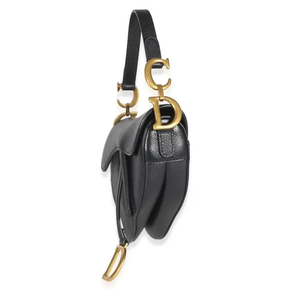 Dior Grained Calfskin Saddle Bag - Black
