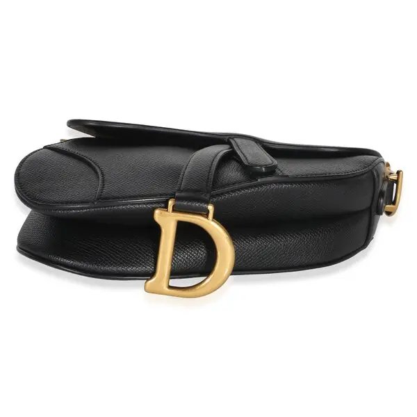 Dior Grained Calfskin Saddle Bag - Black