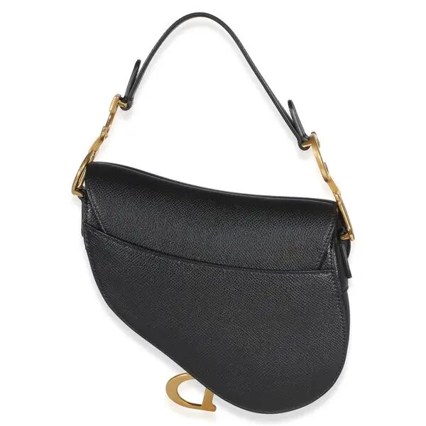 Dior Grained Calfskin Saddle Bag - Black