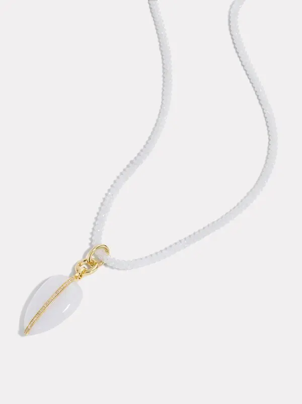 BY PARIAH Diamond Aura Necklace With Jasper Pendant - White