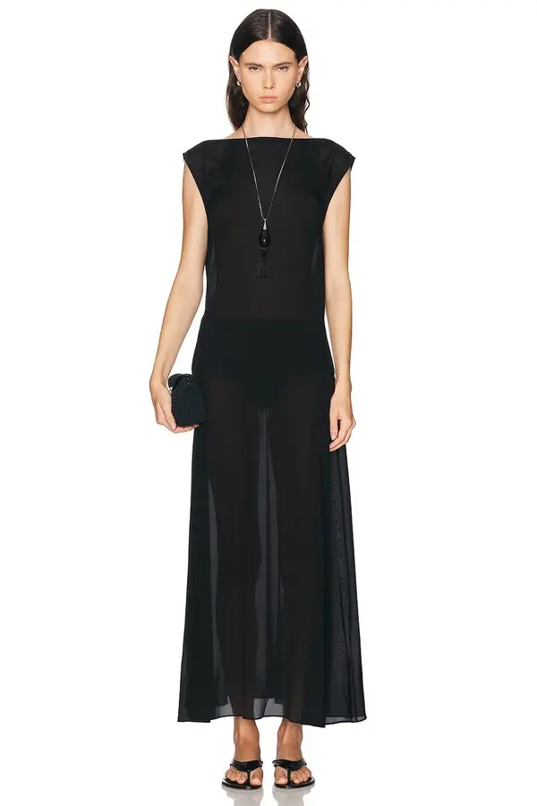 ST. AGNI Stretch Silk Bateau Dress