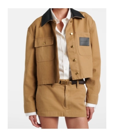Balenciaga Cropped Leather-trimmed Cotton Jacket