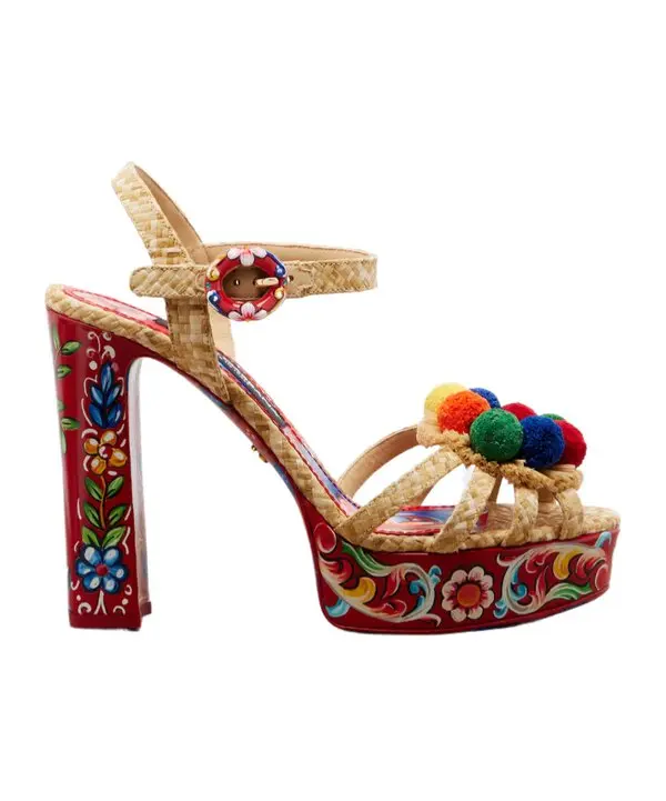 Dolce & Gabbana Printed Woven Platform Sandals