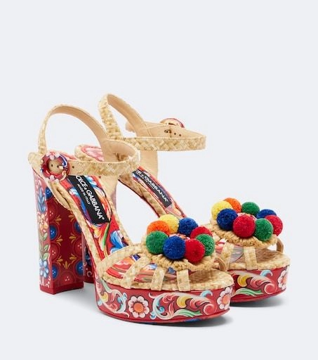 Dolce & Gabbana Printed Woven Platform Sandals