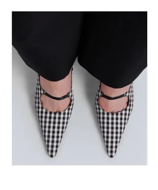 Alaïa Drop Gingham Slingback Pumps