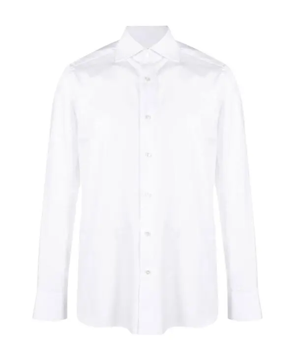 Zegna Button-up Curved Hem Shirt - White