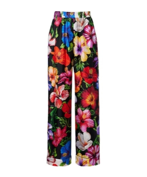 Dolce & Gabbana Floral Silk Satin Palazzo Pants
