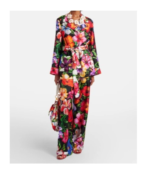 Dolce & Gabbana Floral Silk Satin Palazzo Pants