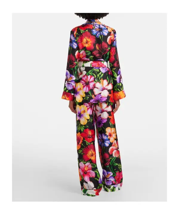 Dolce & Gabbana Floral Silk Satin Palazzo Pants