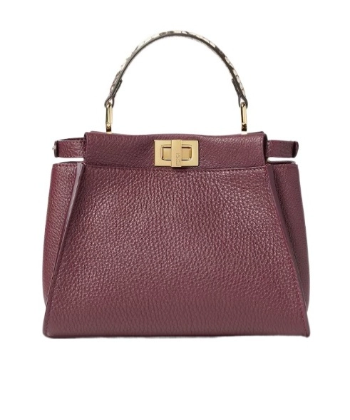 Fendi Peekaboo Mini Burgundy Cuoio Romano Leather Bag - Red