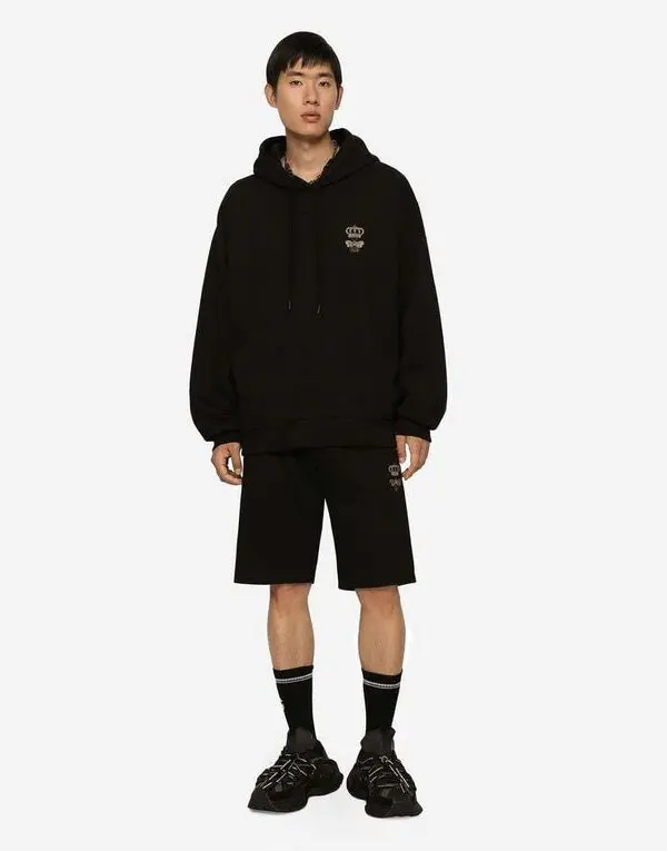 Dolce & Gabbana Motif Embroidered Jersey Jogging Shorts