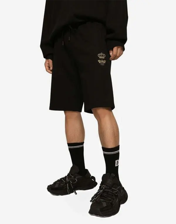 Dolce & Gabbana Motif Embroidered Jersey Jogging Shorts