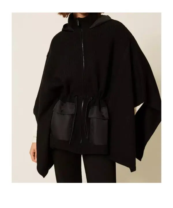 TWINSET Hooded Knitted Cape