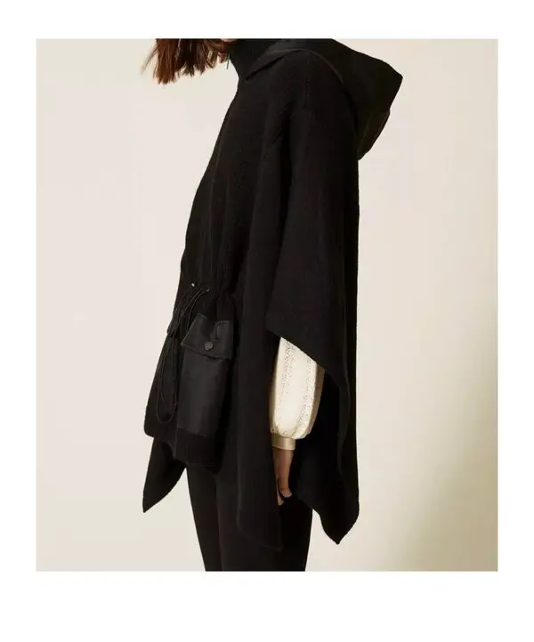 TWINSET Hooded Knitted Cape