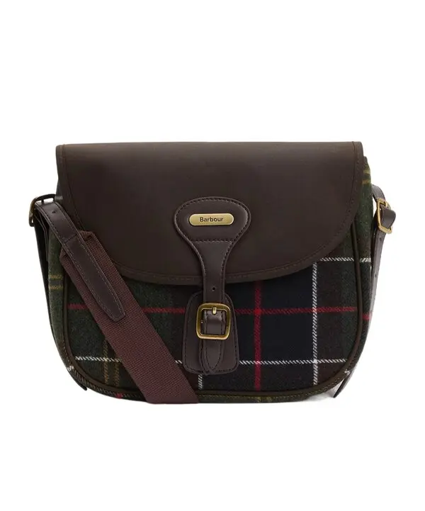 Barbour Logo Debossed Checked Satchel Bag