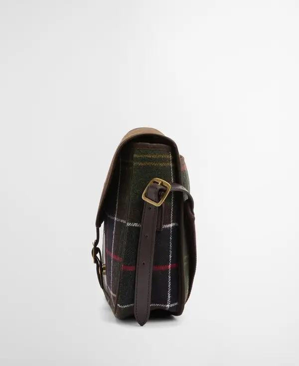 Barbour Logo Debossed Checked Satchel Bag
