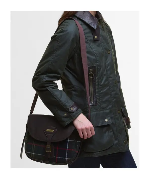Barbour Logo Debossed Checked Satchel Bag