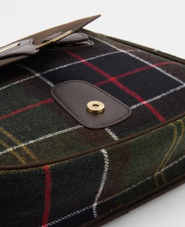 Barbour Logo Debossed Checked Satchel Bag