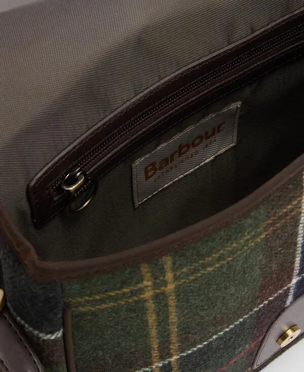 Barbour Logo Debossed Checked Satchel Bag