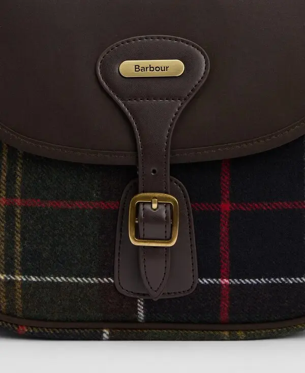 Barbour Logo Debossed Checked Satchel Bag