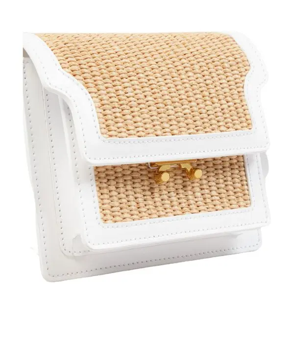 Marni Trunk Soft Mini Bag In Leather And Raffia