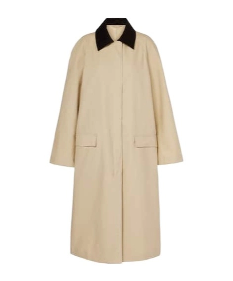 TOTEME Corduroy-trimmed Cotton Gabardine Coat - Nude