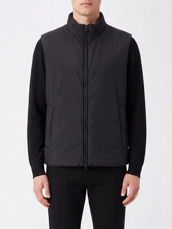 Herno High Neck Water-repellent Padded Gilet In Recycled Nylon - Black