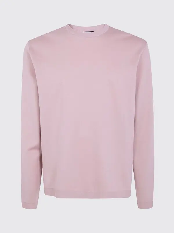 Herno Long-sleeve Crewneck T-shirt In Cotton - Pink