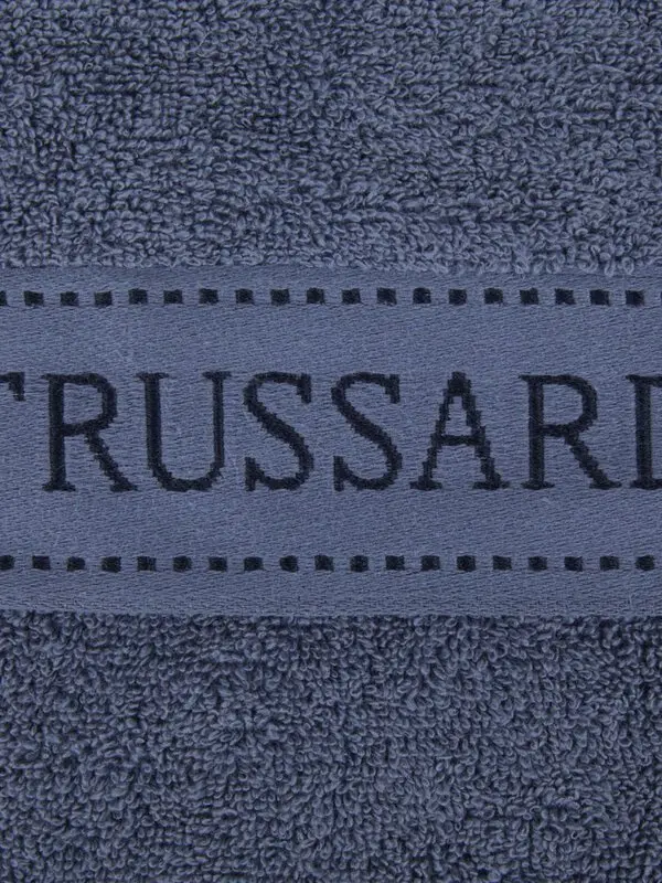 TRUSSARDI Contrast Logo 100% Cotton Terry Beach Towel - Avion
