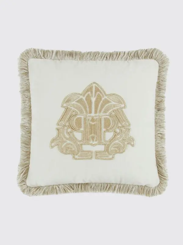 Philipp Plein Embellished Cushion With Fringe Trim