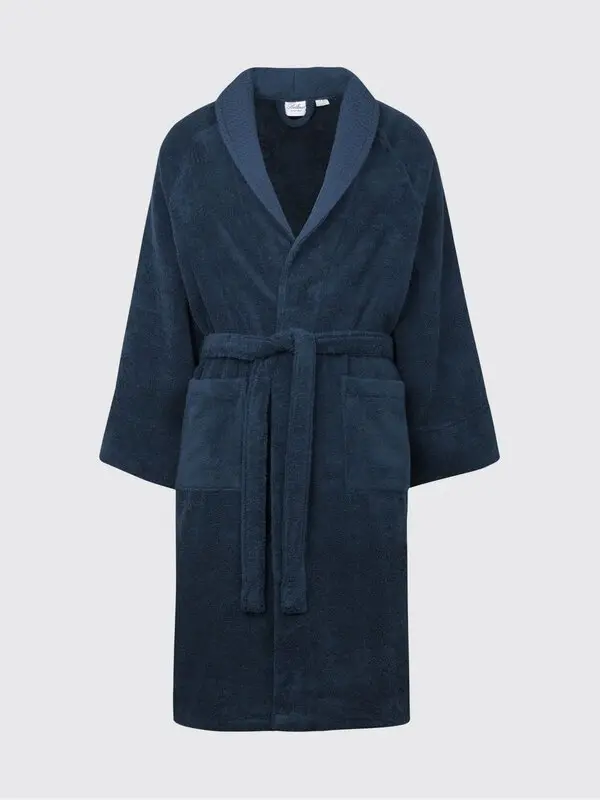 BELLORA Fiocco Hooded Cotton Terry Bathrobe With Belt - Avion