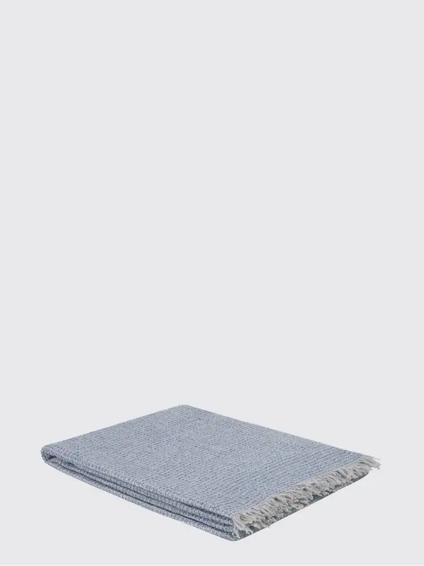 BELLORA Armonia Wool And Cotton Blend Throw With Fringed Hem - Blue