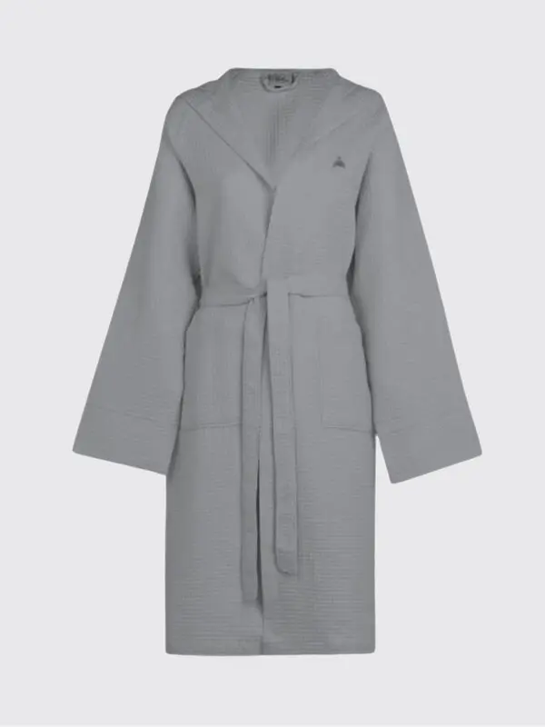 BELLORA Ape Hooded Bathrobe In Waffle Cotton With Embroidered Logo - Grey