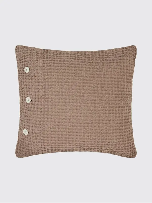 BELLORA Stone Square Decorative Cushion In Waffle Cotton With Removable Cover - Brown